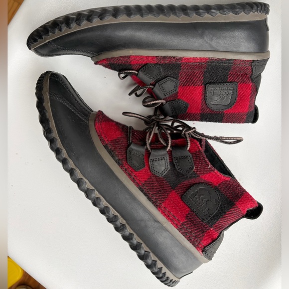 Sorel | Shoes | Sorel Out N About Waterproof Felt Boot Red Black Plaid ...